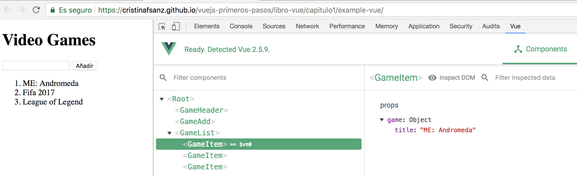Ejercicios del libro “Desarrolla aplicaciones con VueJS” de José Dongil | vuejs-primeros-pasos